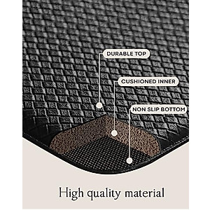 Homergy Anti Fatigue Kitchen Mats for Floor 2 PCS, Memory Foam Cushioned Rugs, Comfort Standing Desk Mats for Office, Home, Laundry Room, Waterproof & Ergonomic, 17.3×30.3 & 17.3×59, Black