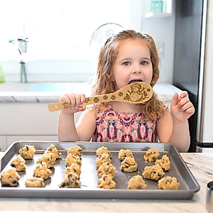 Bamboo Cooking Utensils Christmas Set of 5, Halloween Bamboo Spoons & Forks, Christmas Burned Bamboo Spoons and Forks, Christmas Bamboo Utensil Set Burned (Pattern B)