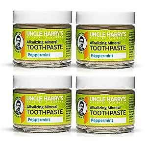 Uncle Harry's Peppermint Remineralizing Toothpaste | Natural Whitening Toothpaste Freshens Breath & Promotes Enamel | Vegan Fluoride Free Toothpaste (4 Pack)