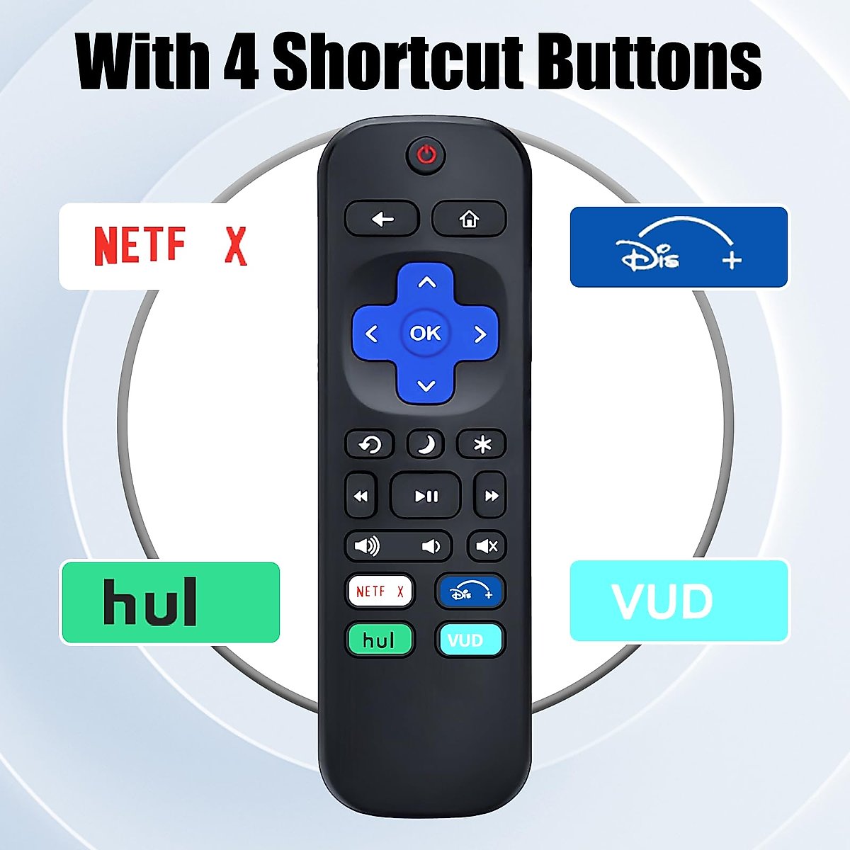 2 Pack Universal Replacement TV Remote Control ONLY for Roku TV, for TCL/Hisense/Sharp/Philips/Onn/Element/Insignia Roku TV. (NOT for Roku Stick or Box)