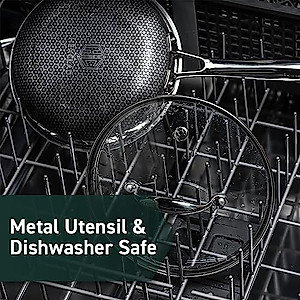 HexClad Hybrid Nonstick 12-Inch Fry Pan with Tempered Glass Lid, Stay-Cool Handle, Dishwasher and Oven Safe, Induction Ready, Compatible with All Cooktops