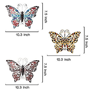 dreamskip 3 Pack Metal Butterfly Wall Decor, Outdoor Wall Art, Metal Butterflies Wall Sculpture for Garden, Patio, Fence, Yard, Balcony Decoration