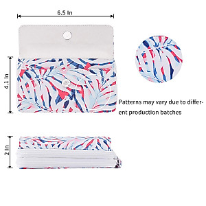 Women’s Double Zipper Clutch Wallet Cute Card Holder Ladies Purse with Wristlets and ID Window (Colored Leaves)