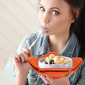 Set of 2 Orange Microwave Bowl Cloth Hot Pads Pot - Good Kitchen Accessories Bowl Holder to Protect Your Hands from Hot Dishes and Heating Soup - Microwave Bowls That Don't Get Hot for Polyester Plate