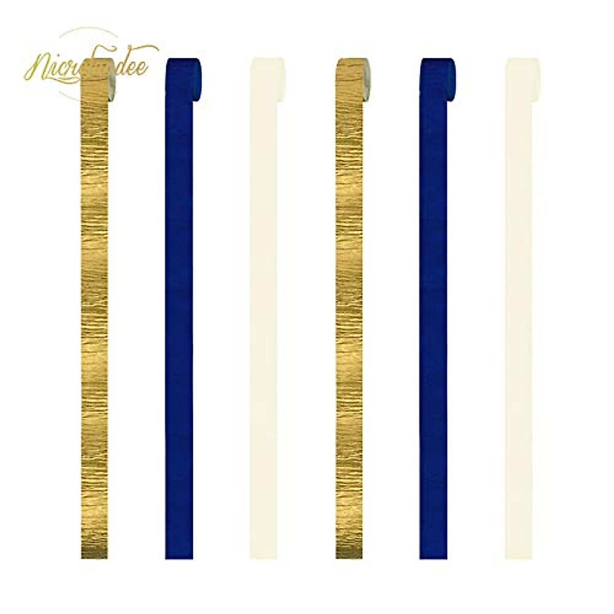 NICROLANDEE Navy Blue Party Decorations - 6Rolls Navy Blue Gold Crepe Paper Streamers Tassels Streamer Paper for Navy Party Get Ready Bridal Shower Wedding Engagement Birthday Graduation Supplies