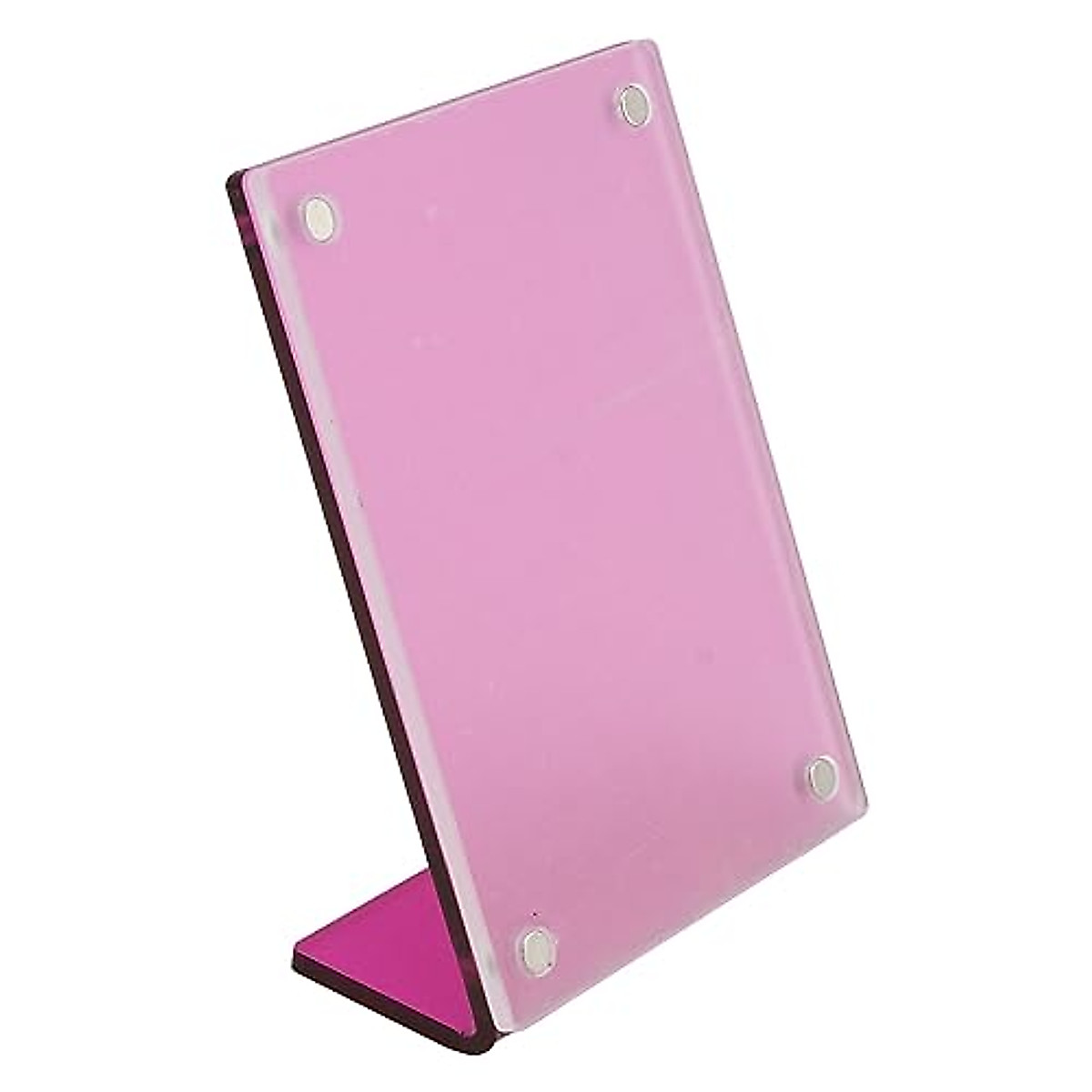 Slanted Back Photo Frame, Wide Application 3 Inch Multi Purpose Acrylic Self Standing Photo Frame L Shaped for Business Cards for Office (Rose Red)