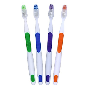 Tess Oral Health 144 Individually Wrapped Disposable Toothbrushes in Bulk - Single Use Travel Toothbrushes - 4 Assorted Colors - Ideal for Travel, Guests, and On-The-Go Oral Care