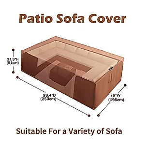 YINKEEHM Patio Furniture Covers 600D Heavy Duty Waterproof Patio Furniture Set Cover, Outdoor Sectional Sofa Set Covers Patio Table and Chair Set Cover with Air Vent and Handle 110" W x 84" D x 28"