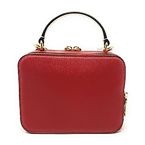 COACH Women's Box Crossbody (Crossgrain Leather - Cruella Motif - Red Apple Multi)