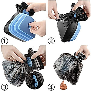 Dog Pooper Scooper For Large Dog-Portable Sanitary Dog Waste-Heavy Duty Dog Waste Cleaner with Bag Dispenser-Dog Leash Clip and 90PCS Waste Bags Included