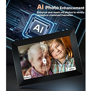 Cozyla Digital Picture Frame WiFi Free Unlimited Storage AI-Powered Send Pictures & Video via Google Photos Email Web Browser App Digital Photo Frame Electronic Picture Frame Slideshow 10.1 Inch Black