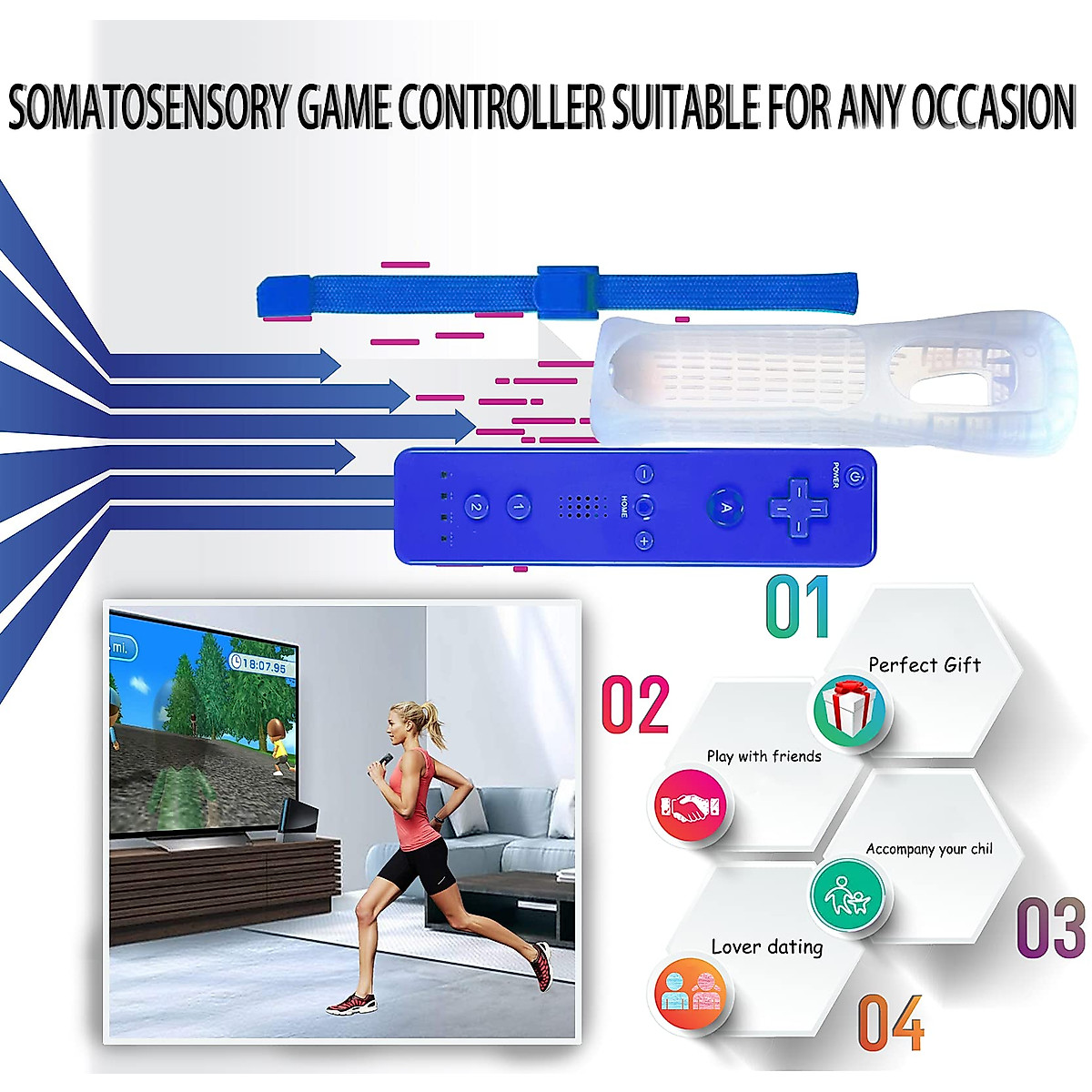 PGYFDAL 2 Pack Remote Controller and Nunchuck Joystick for wii Console, Gamepad with Silicone Case and Wrist Strap (Pink and Dark Blue)