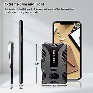 ONLOOKER Minimalist Wallet for Men Slim Wallet RFID Blocking Carbon Fiber Wallet Front Pocket Credit Card Holder Aluminum Metal Wallets with Money Clip (Black)