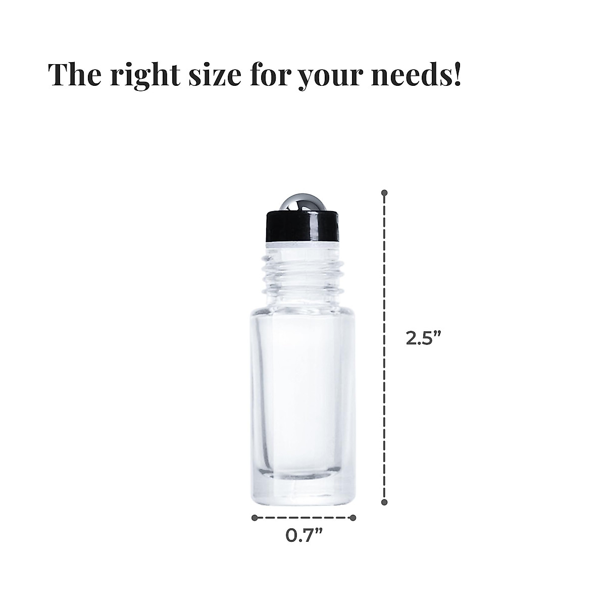 Your Oil Tools 10 Pack Essential Oil Roller Bottles, 5ml Empty Clear Glass Roll-on with Leak Guard Stainless Steel Roller Balls & Black Caps for oils and perfume