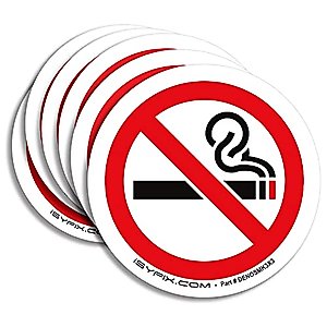 iSYFIX No Smoking Sign Sticker - 6 Pack 3x3 inch - for Home, Business, Office & Restaurants, Premium Self-Adhesive Vinyl, Laminated for Ultimate UV, Weather, Water, & Fade Resistance, Indoor/Outdoor