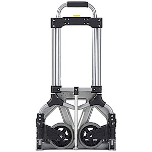 Magna Cart Ideal Slim Steel Folding Hand Truck Dolly Cart with 150-Pound Capacity, Extendable Handle, and Retractable Rubber Wheels, Silver/Black