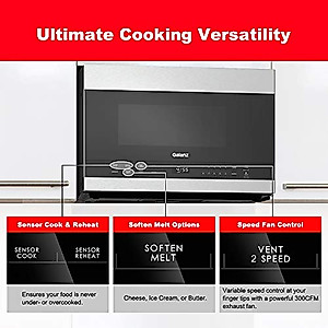 Galanz GLOMJD13S2SW-10 24 inch Over The Range Microwave, Sensor Cooking, Convertible Venting with 2 Speed, LED Lighting, Child Lock, 1000W/120Volts, Stainless Steel, 1.3 Cu Ft