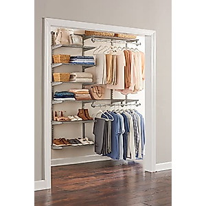 Rubbermaid Configurations Deluxe Custom Closet Kit, 3-6 Ft. Adjustable Metal Wire Shelving, Titanium Finish, Expandable Organization System, Hardware Included, for Home Closet/Pantry/Laundry/Mudroom