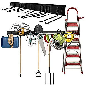 TORACK Tool Storage Rack, Heavy Duty Steel Garage Wall Mount Garden Tool Organizer for Ladders, Chairs, Shovels, Broom, Power Tools (8-Pack 5.7"-11" Mixed Hooks, up to 800 lbs)