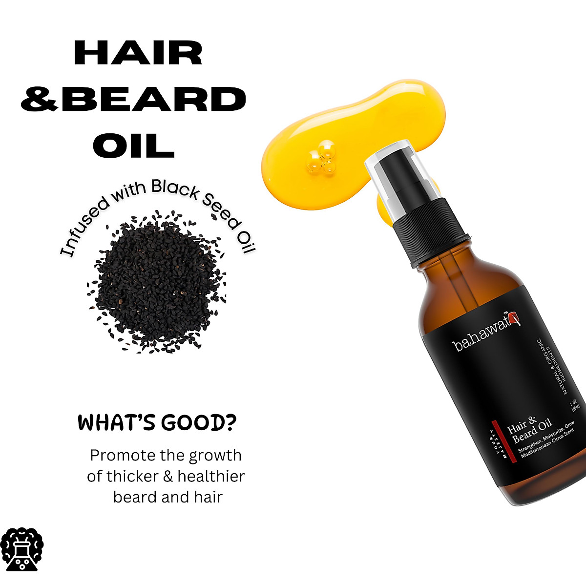 BAHAWAT: Premium Beard Oil Conditioner & Softener - Your Majesty- 2 ounce - Beard Itch and Dry Skin Relief - Handcrafted from Natural Ingredients - Label may vary