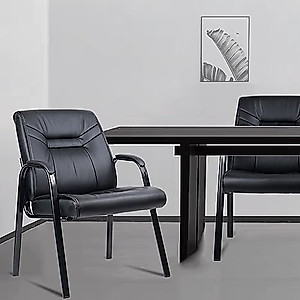 CLATINA Big Tall Wide Office Guest Chair Heavy Duty 500lbs Leather Comfy Side Reception Chair with Arms No Wheels, Executive Bariatric Lobby Chair for Meeting Conference Waiting Room Stationary 4PACKS