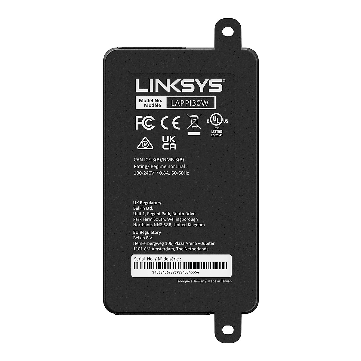 Linksys Gigabit Power Over Ethernet Plus Injector, 30W PoE+ Power Network Reaches Distances Up To 328 ft. (100M), LAPPI30W Black