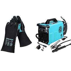 DuraTech Mig Welding Machine, 140 Amp Stick Welder Tig Welder Flux Core Mig Welder 3 IN 1 with DURATECH Welding Gloves, 16″ Fireplace Gloves