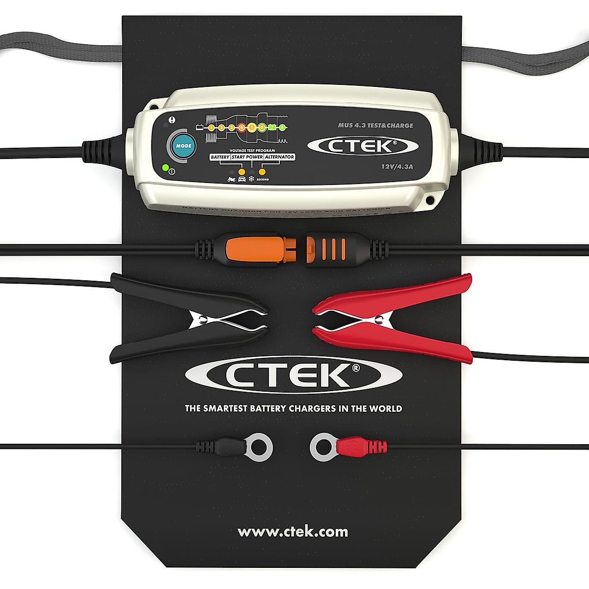 CTEK 4.3 Test & Charge, 12 Volt Fully Automatic Charger with Unique Battery and Alternator Testing, Ideal for Long Term Storage