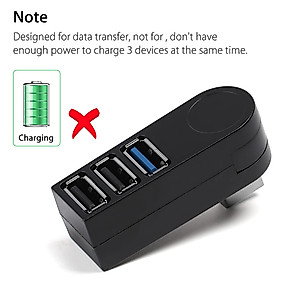 TXY Universal Mini Rotatable 1 Port USB 3.0, 2 Port USB 2.0 Hub High Speed Data Transfer Splitter Box Adapter USB Expander for PC Laptop (Black)