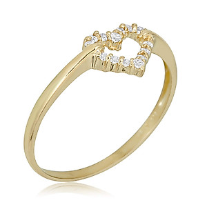 AVORA 10K Yellow Gold Simulated Diamond CZ Open Heart Ring - Size 7