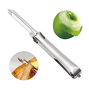 2 Pack Kitchen Vegetable Peeler, Stainless Steel Rotary Peeler for Carrot and Fruit, with Ergonomic and Control Handle-Dishwasher Safety Potato Peelers