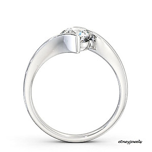 etneyjewels Moissanite 1 TCW Round CutSolitaire Engagement Bridal Ring For Women In 10KT Solid Gold In Prong Setting For Wedding Anniversary (Clarity VVS1-VVS2, Color D-E,7)