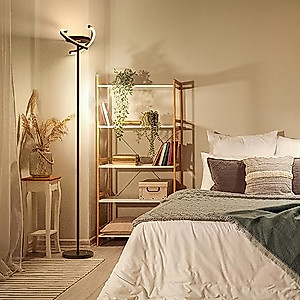 FIMEI Floor Lamp, Modern Bright Standing Lamp with Split Rotatable Outer Ring Light, 3 Color Temperature and Stepless Dimming, Remote/Touch Independent Control for Living Room Bed Room Office, Black