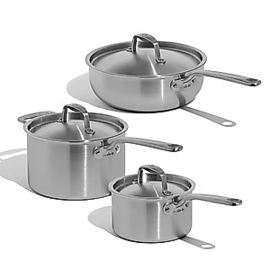 Made In Cookware - 6 Piece Stainless Saucepan Set - 5 Ply Clad - Includes Stainless Steel Saucepans and Saucier with Lid - Professional Cookware - Crafted in Italy