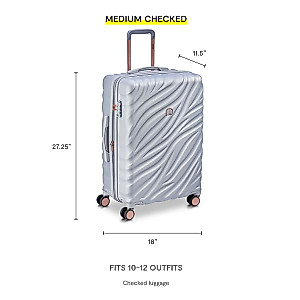 Delsey Paris Alexis Hardside 3-Piece Set, Expandable Luggage with 4 Spinner Wheels, Lightweight Suitcase, 21" Carry-On, 25" Checked Medium, 29" Checked Large, Silver/Rose Gold