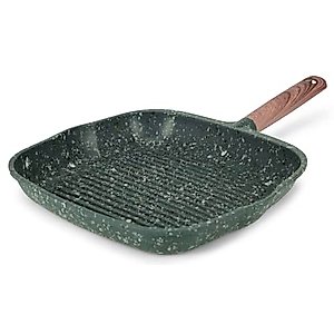 Phantom Chef 11" Square Frypan with Granite finish | PFOA Free | Nonstick Chef Cookware | Granite Grill Pan | Induction Compatible | Dishwasher & Oven Safe | Stay-Cool Handle | Easy to Clean (Green)
