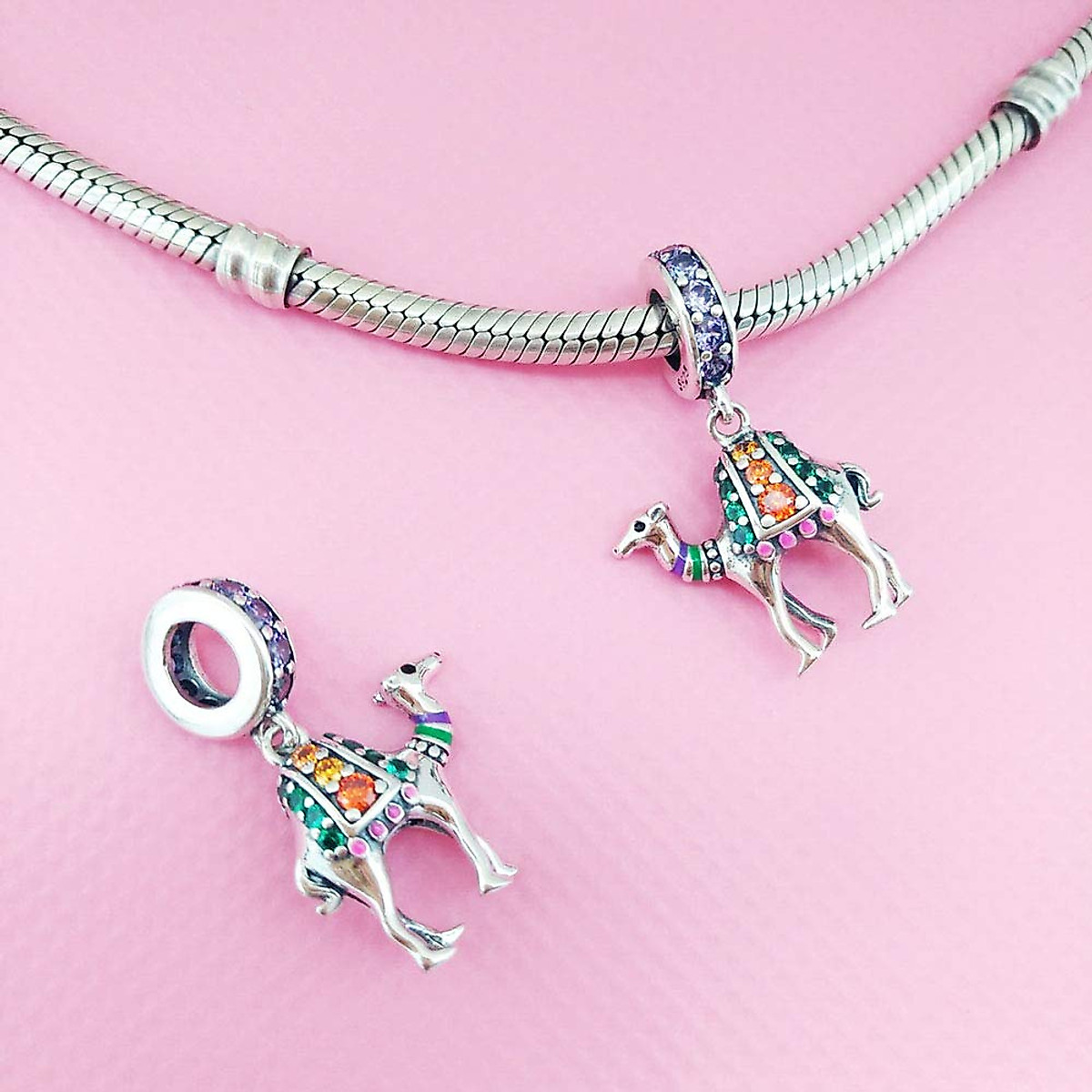 FAEFASH Camel Charm 925 Sterling Silver Animals Bead Persistence and Perseverance Charm fit DIY Style Bracelet, for Camel Lover (Colour)