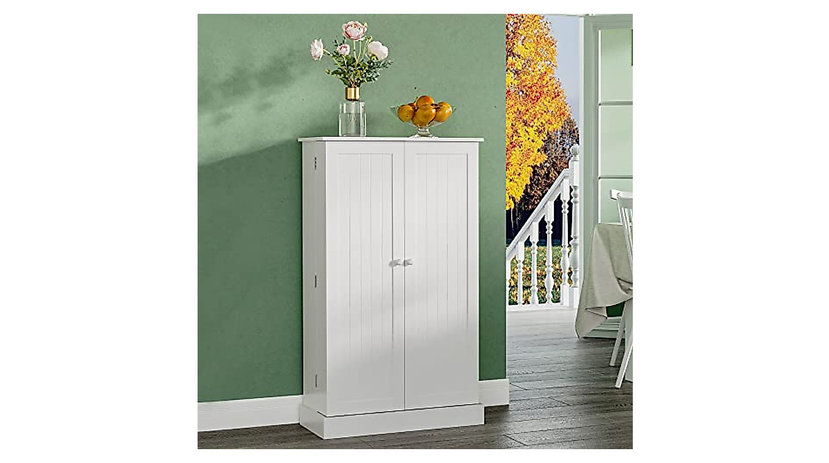 HOMCOM 41" White Farmhouse Kitchen Pantry Storage