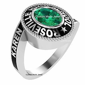 Custom class ring for Girl Women High School College University 2022 2023 2024 2025 2026 Graduation personalized gift Customized for her sterling silver