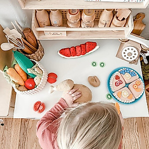 HABA Biofino Vegetable Basket - Soft Plush Pretend Play Food Includes Carrier, Cucumber, Tomato, 2 Carrots and 3 Potatoes for Ages 3+