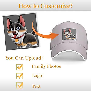 YEMHUKE Custom Hats, Soft Baseball Cap, Personalized Text & Photo Dad Hats, Custom Hat for Men & Women Gray, 1-8