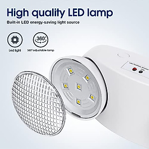 SITISFI Emergency Light with Battery Backup, Commercial Emergency Lights Fixtures, Two Adjustable Head LED Emergency Lighting, AC 120-277V, UL Certified (1Pack)