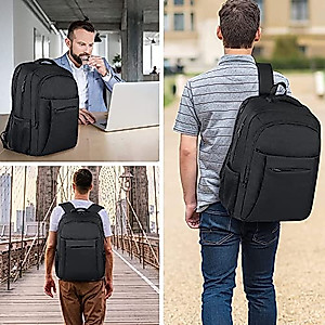 Laptop Backpack, Extra Large Backpack for Men Women, 17.3 Inch Travel Laptop Bag with USB Charging Port, Water Resistant TSA Approved Anti Theft Business College Work Computer Backpack, Black