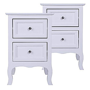 Ynredee NightStand,Bedside Table with 2 Drawers & Solid Wood Legs,Wood Accent Table,End Side Table for Bedroom,Living Room,Study,Hallway,Dorm (2 Pack)