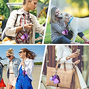 Ankilo Newest Newest Safety Keychain Set for Women, Safety Keychain Accessories, Bracelet Wristlet Keyring for Girls with Personal Alarm, No Touch Door Opener, Whistle and Pompom (Purple)