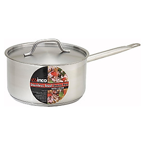 Winware Stainless Steel 4.5 Quart Sauce Pan with Cover, 4 qt