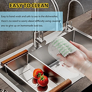 Glyntrof Mason Jar Glass Pitcher, 64 Oz Heavy Duty Filter Water Jug with Pour Spout Handle Lid for Storage Cold Brew Coffee, Ice Beverage, Iced Milk, Juice, Lemonade, Sun Tea, Fruit Tea