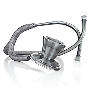 MDF Instruments Grey Glitter Metalika ProCardial Cardiology Stethoscope, Limited Edition Mprints, Lightweight Titanium, Adult, Dual Head, Grey Glitter Tube, Metalika Chestpiece-Headset, MDF797TGL12MT