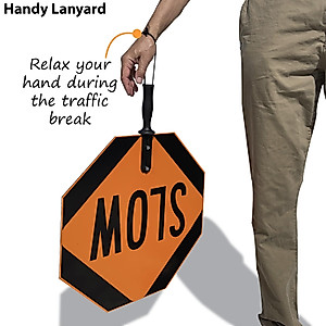 SmartSign 18 x 18 inch Handheld “STOP - SLOW” Paddle Sign with Handle, Double-Sided, Screen Printed, 120 mil Aluminum Composite, Multicolor, Made in USA