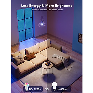 Govee Smart Light Bulbs 1200 Lumens, Color Changing Light Bulbs RGBWW Dimmable, Works with Alexa & Google Assistant, Color Lights Bulb, 12W 85W Equivalent A19 LED Bulbs for Bedroom Living Room, 2 Pack